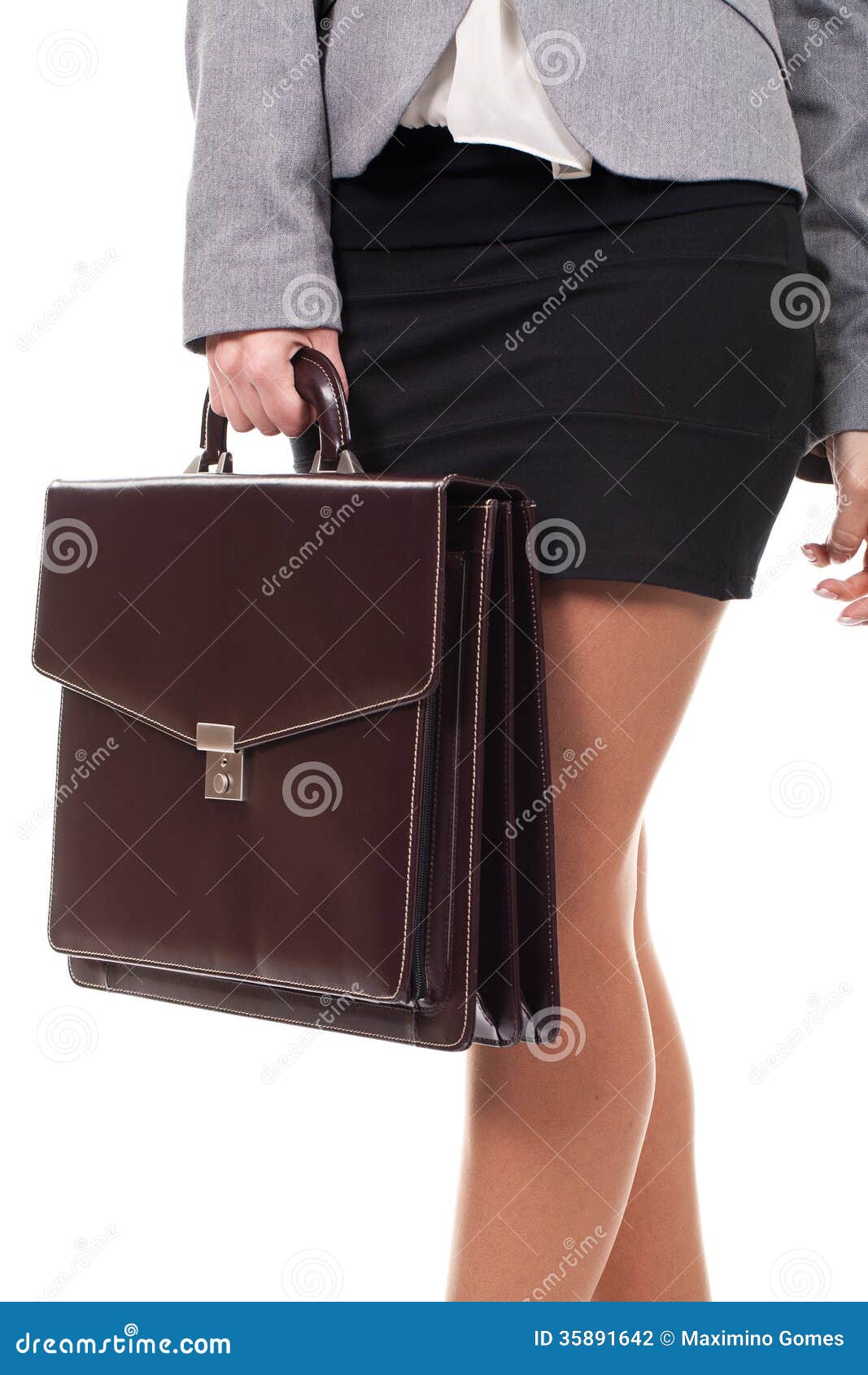 Woman Standing and Holding a Briefcase Stock Photo - Image of executive ...