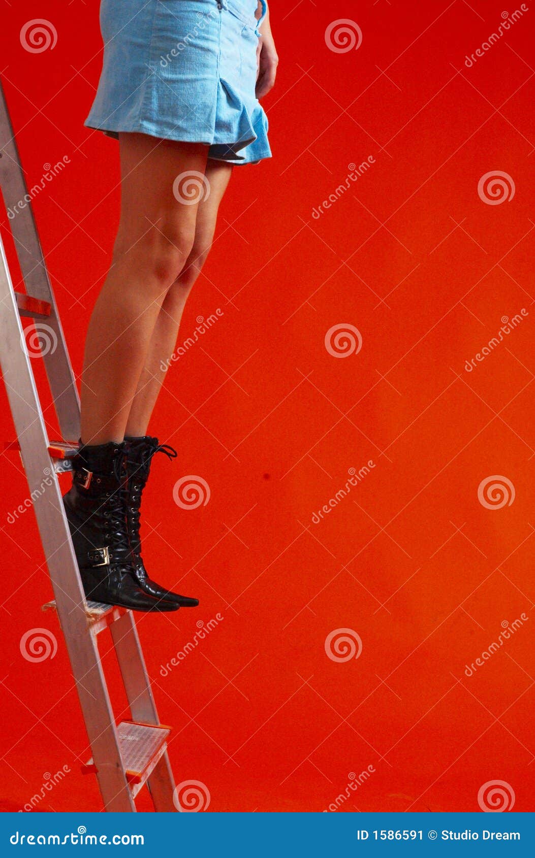 Woman On Ladder Fitting Light Bulb In New House Royalty-Free Stock ...
