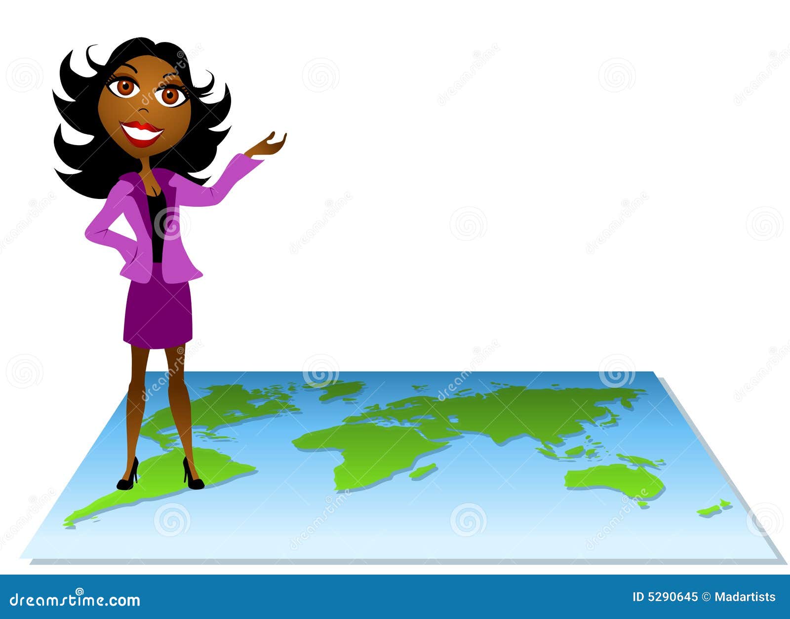 Woman Standing on Map 2 stock illustration. Illustration of environment ...