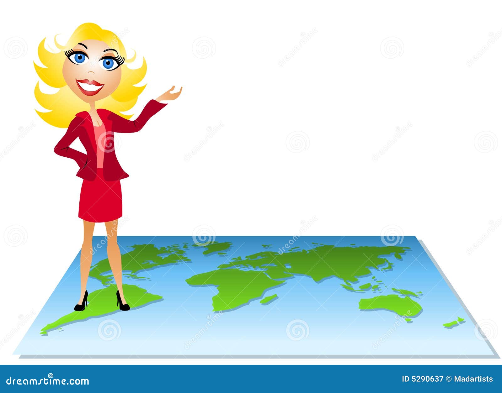 Woman Standing on Map stock illustration. Illustration of issues - 5290637