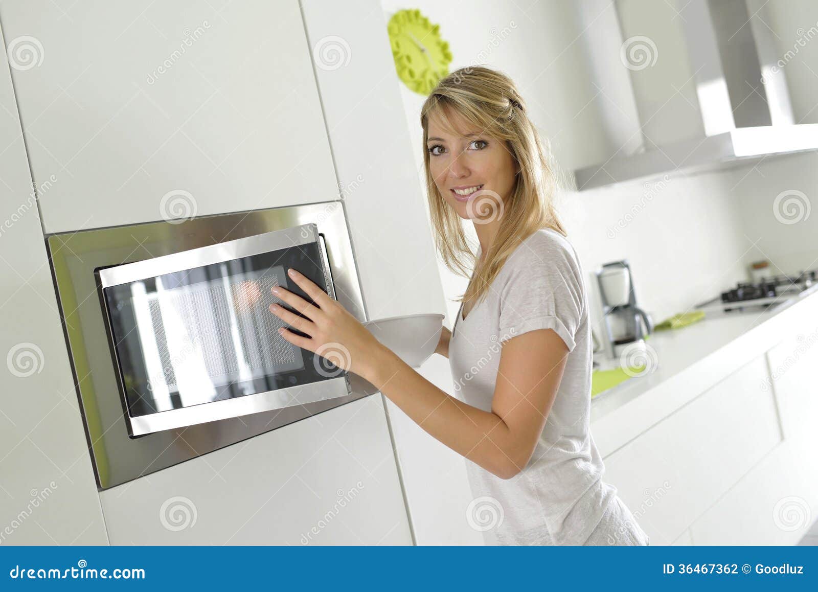 Woman Standing in Modern Kitchen Stock Photo - Image of woman ...
