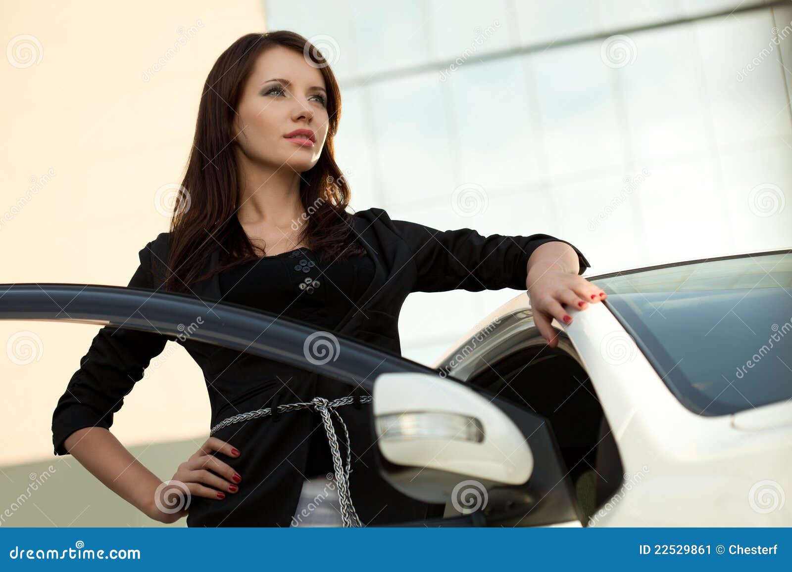 Woman standing near car stock image. Image of attractive - 22529861