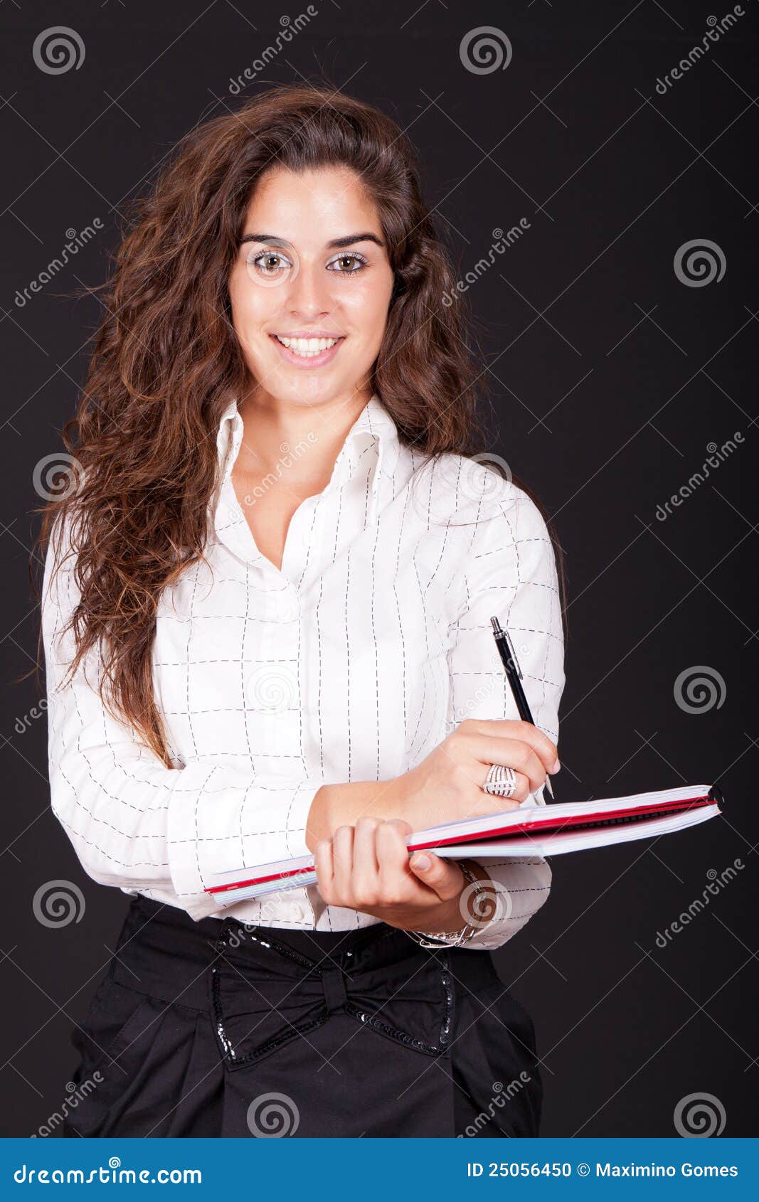 Woman Standing with a Notebook Stock Photo - Image of attractive, cute ...