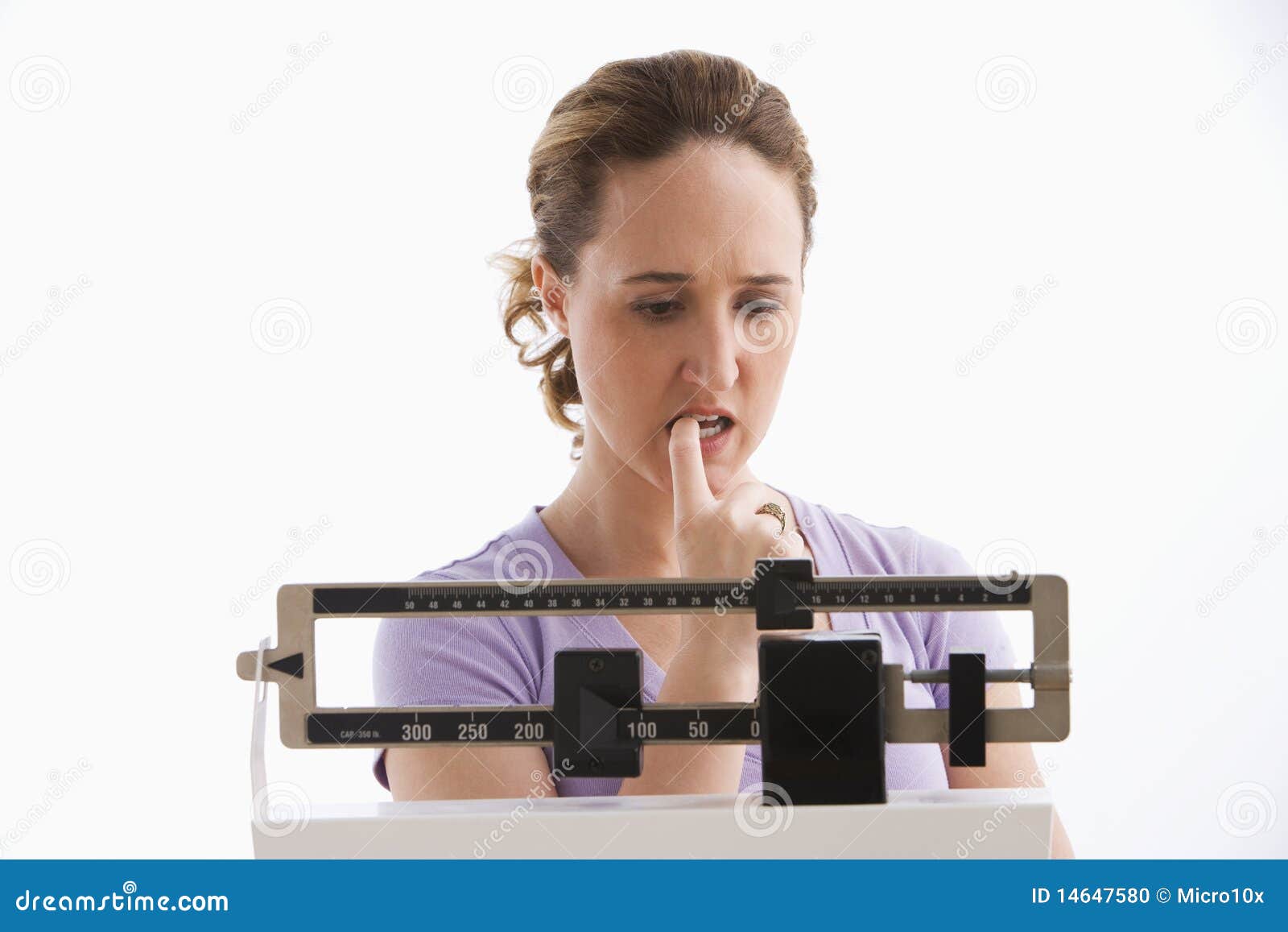 Woman Standing on a Scale - Isolated Stock Photo - Image of house ...