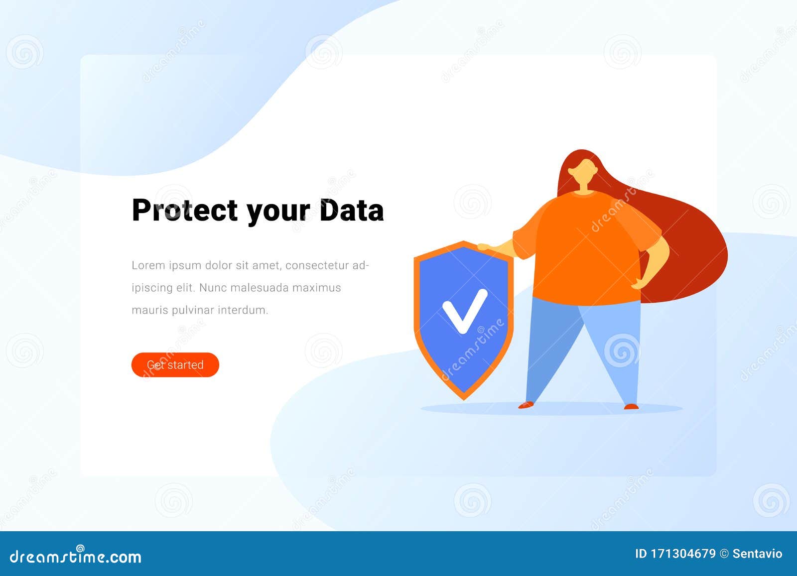 Woman Standing with Shield Protection Safety Vector Flat Illustration ...