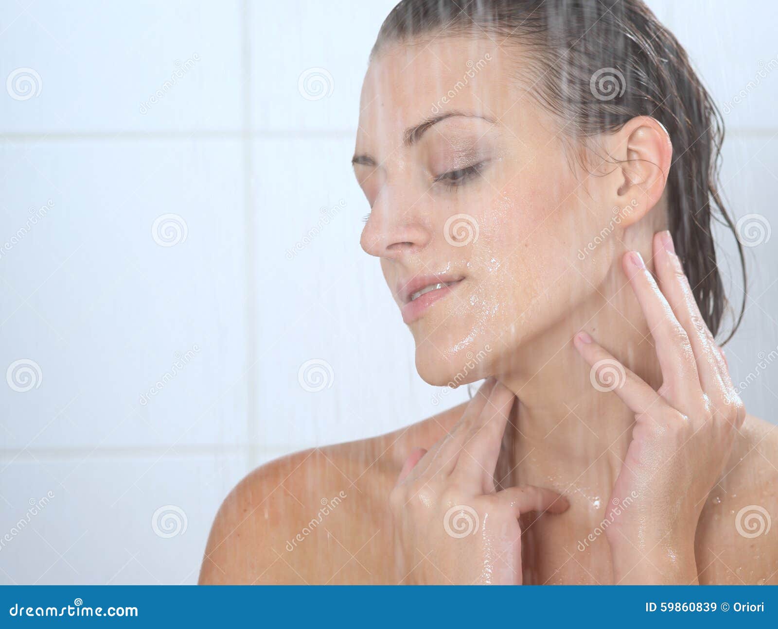 Woman Standing At The Shower Stock Image Image Of Beautiful Standing 59860839