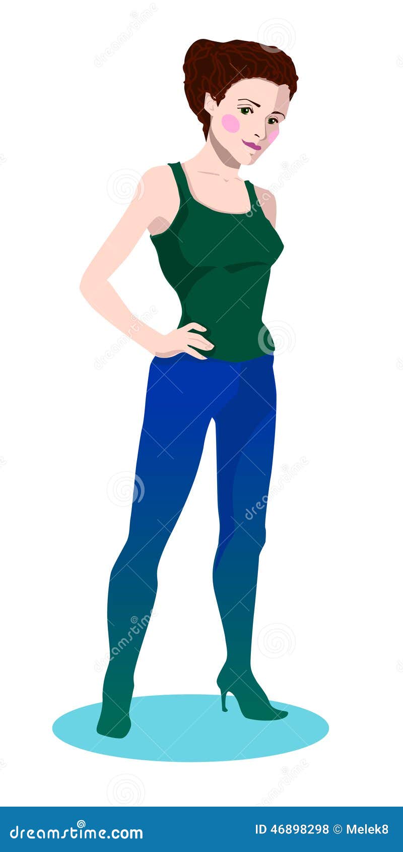 Woman standing stock vector. Illustration of brunette - 46898298