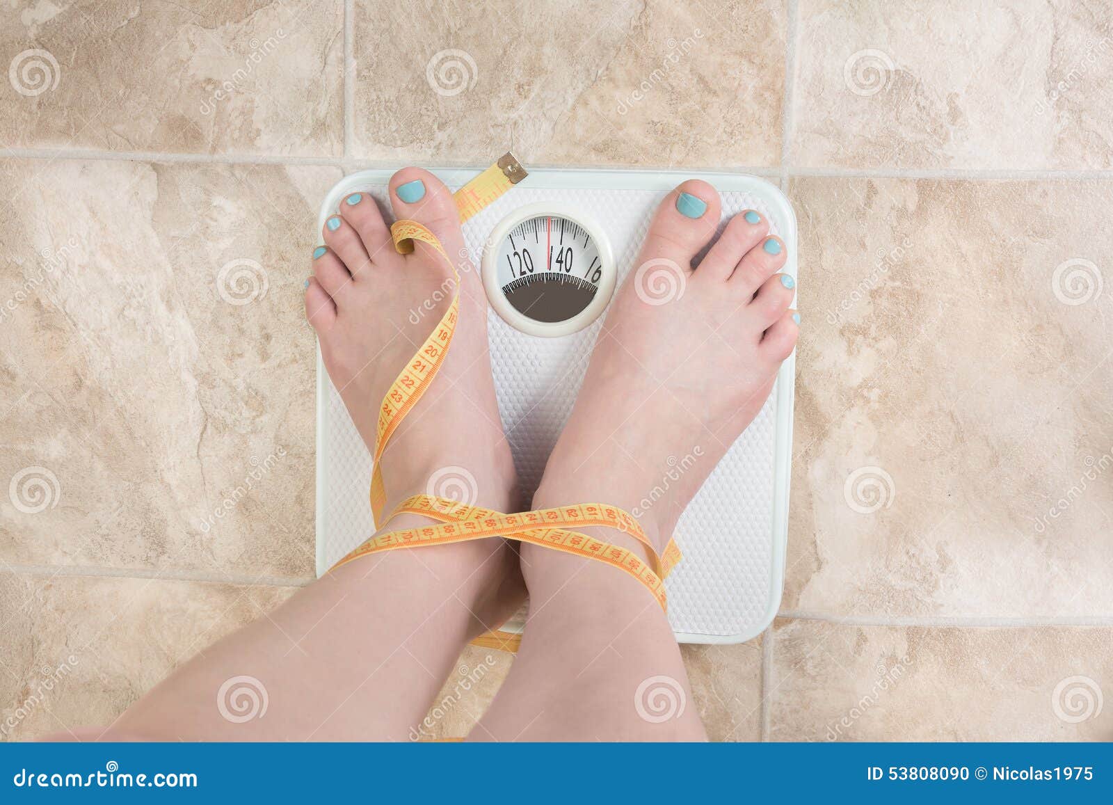 Woman Standing on a Weight Scale Stock Photo - Image of body, care ...