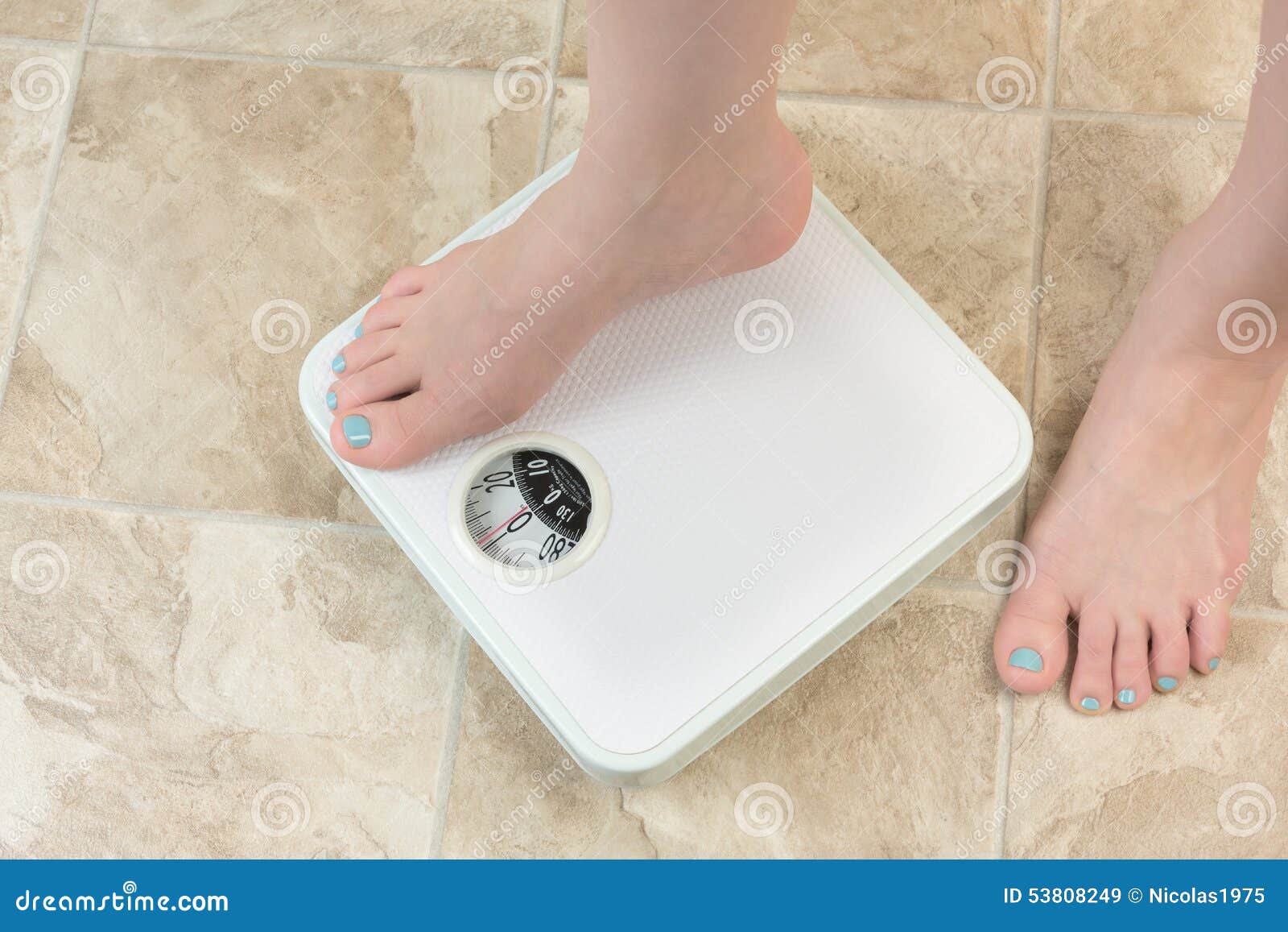 Woman Standing on a Weight Scale Stock Image - Image of kilogram ...
