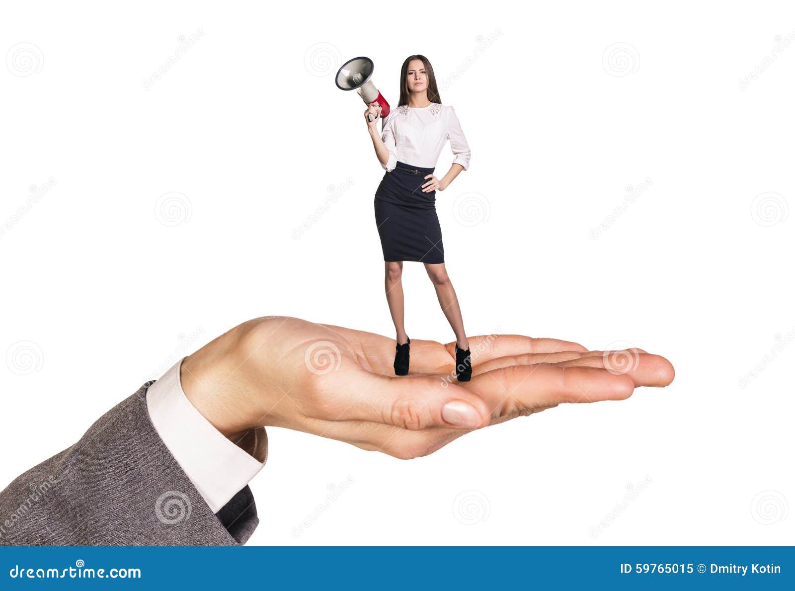 Woman Stands on the Big Palm Stock Image - Image of female, palm: 59765015