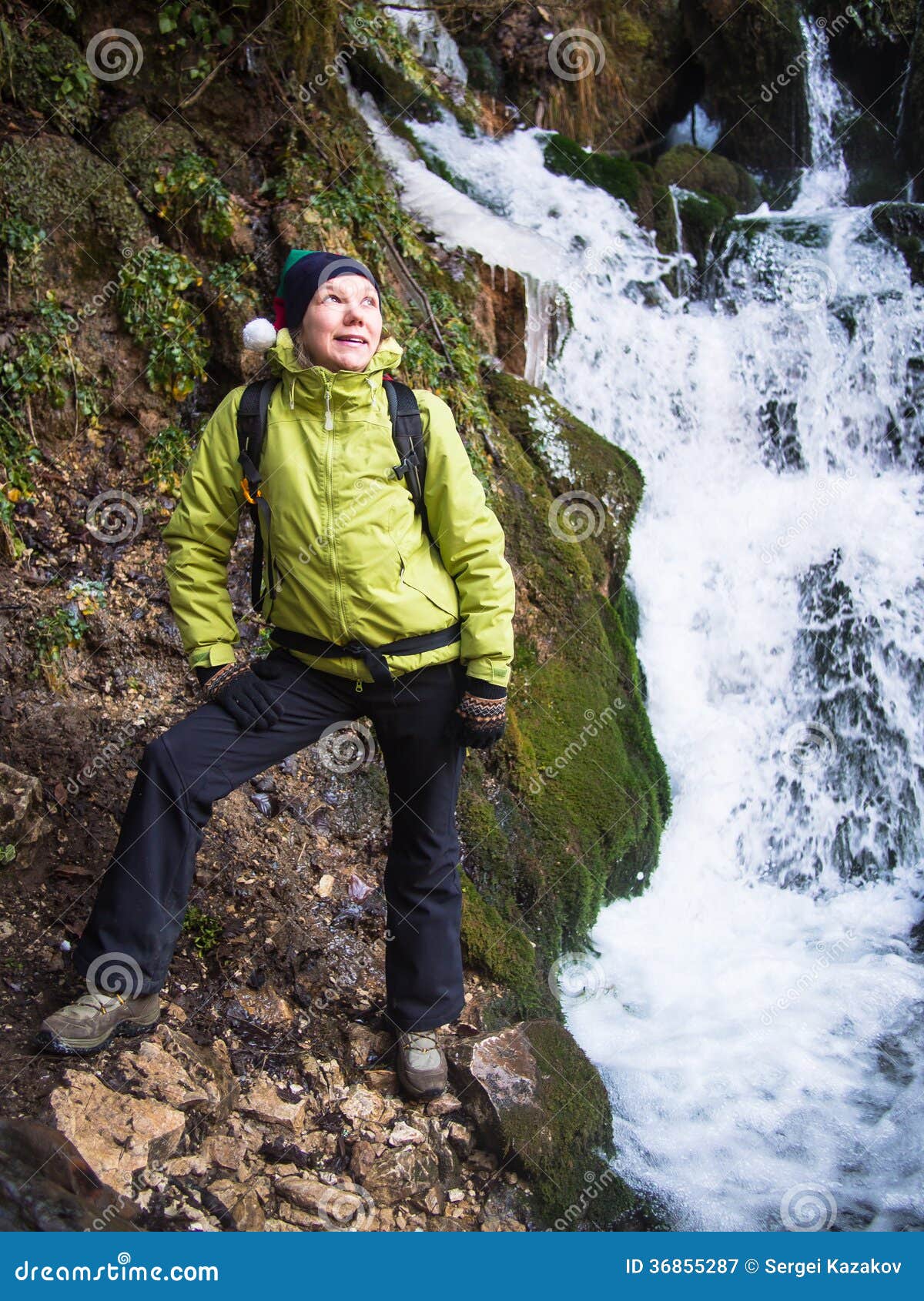 A Woman Stands at the Brook Stock Image - Image of moss, female: 36855287