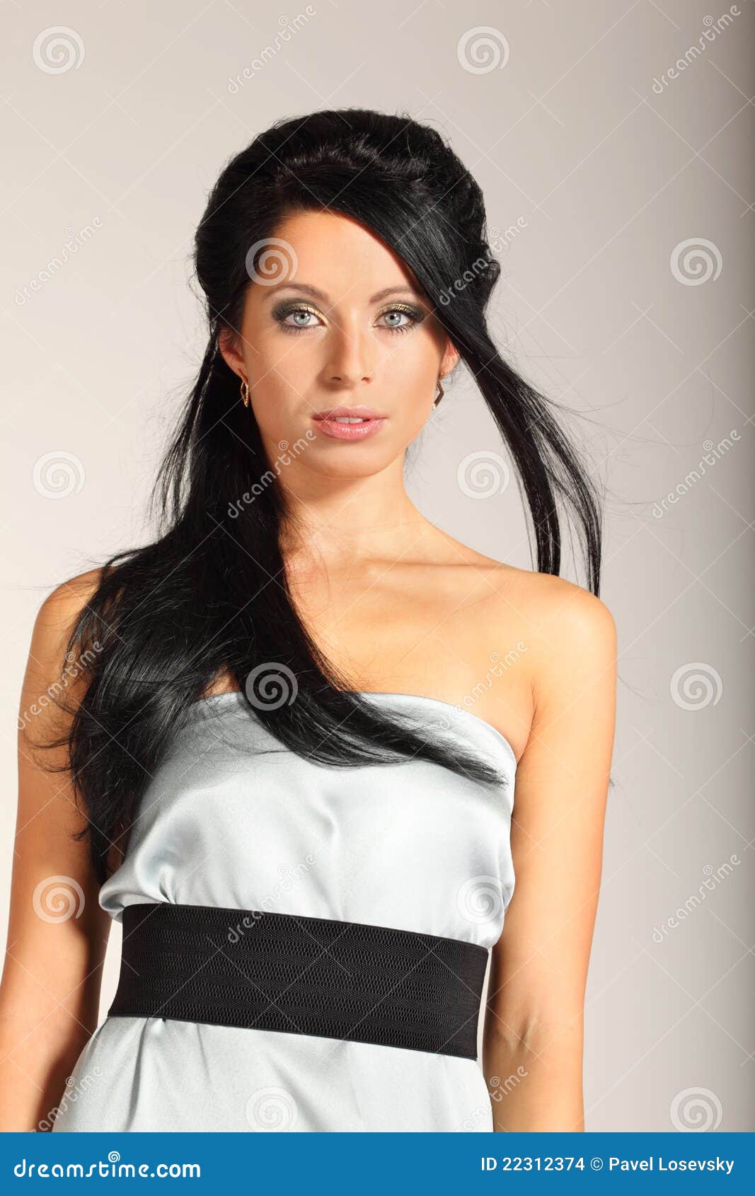 Woman Stands and Looks Inscrutable Stock Photo - Image of enigmatic ...