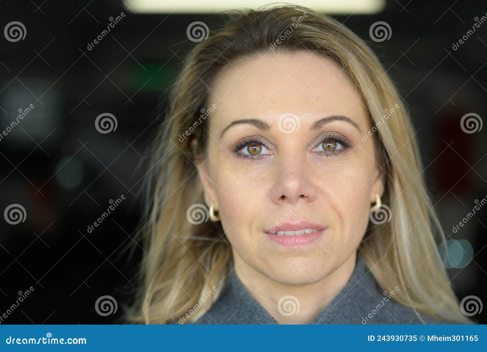 Woman Staring Thoughtfully at Camera with Parted Lips Stock Image ...