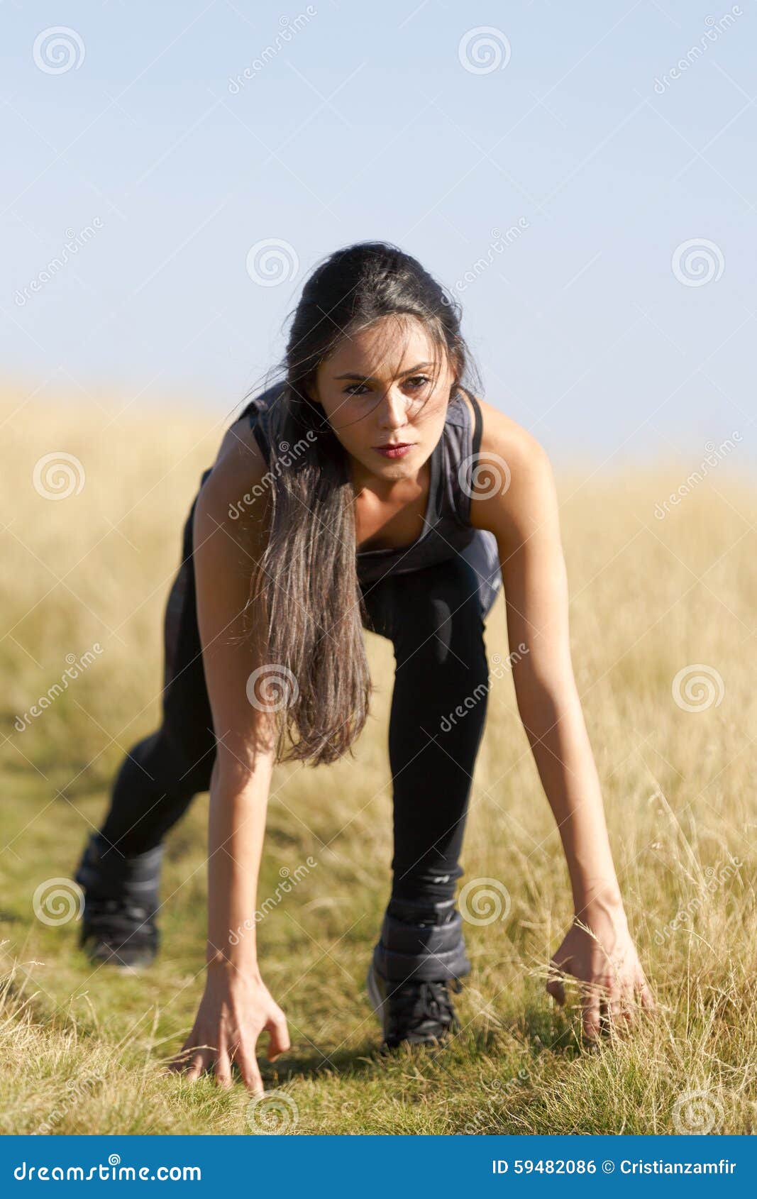 Woman in start position stock photo. Image of person - 59482086