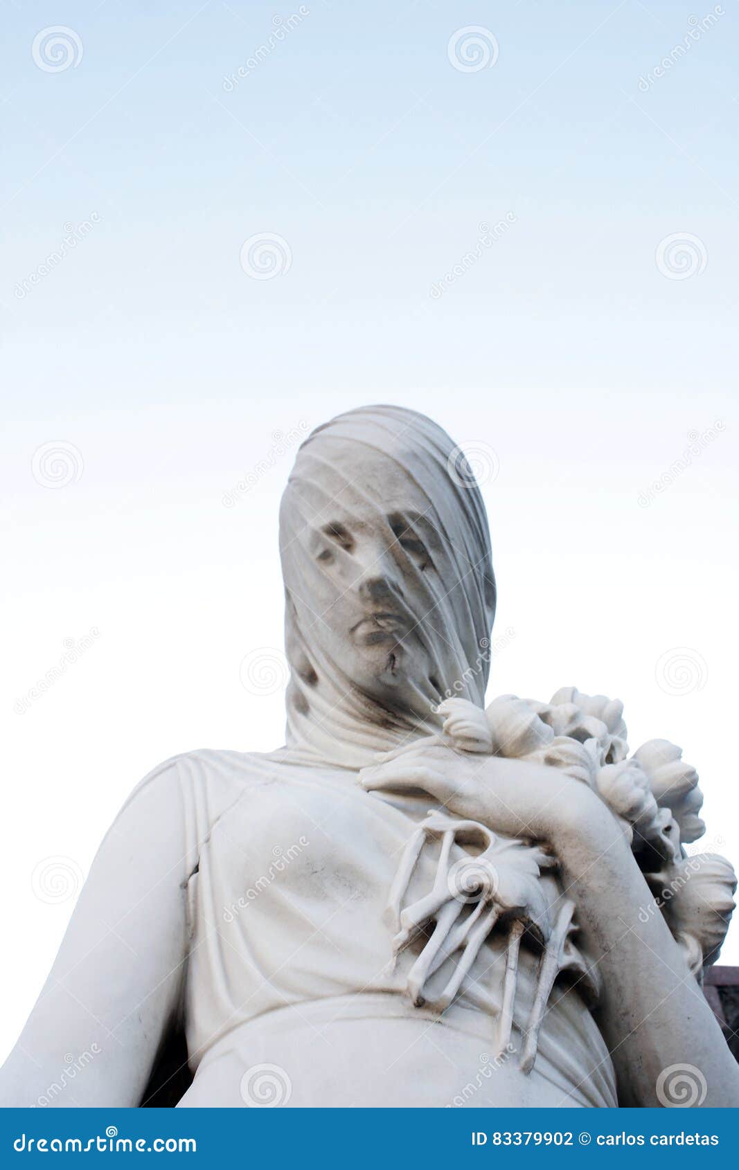 Woman Statue Widow Flowers Sad White Stock Photo - Image of white ...