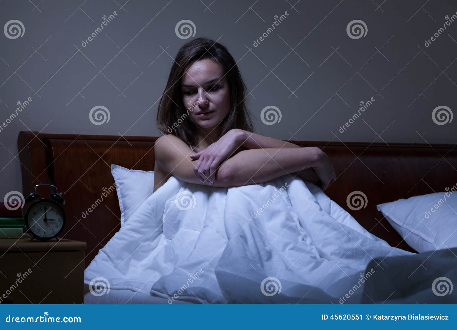 Woman Staying Awake at Night Stock Image - Image of depression, lying ...