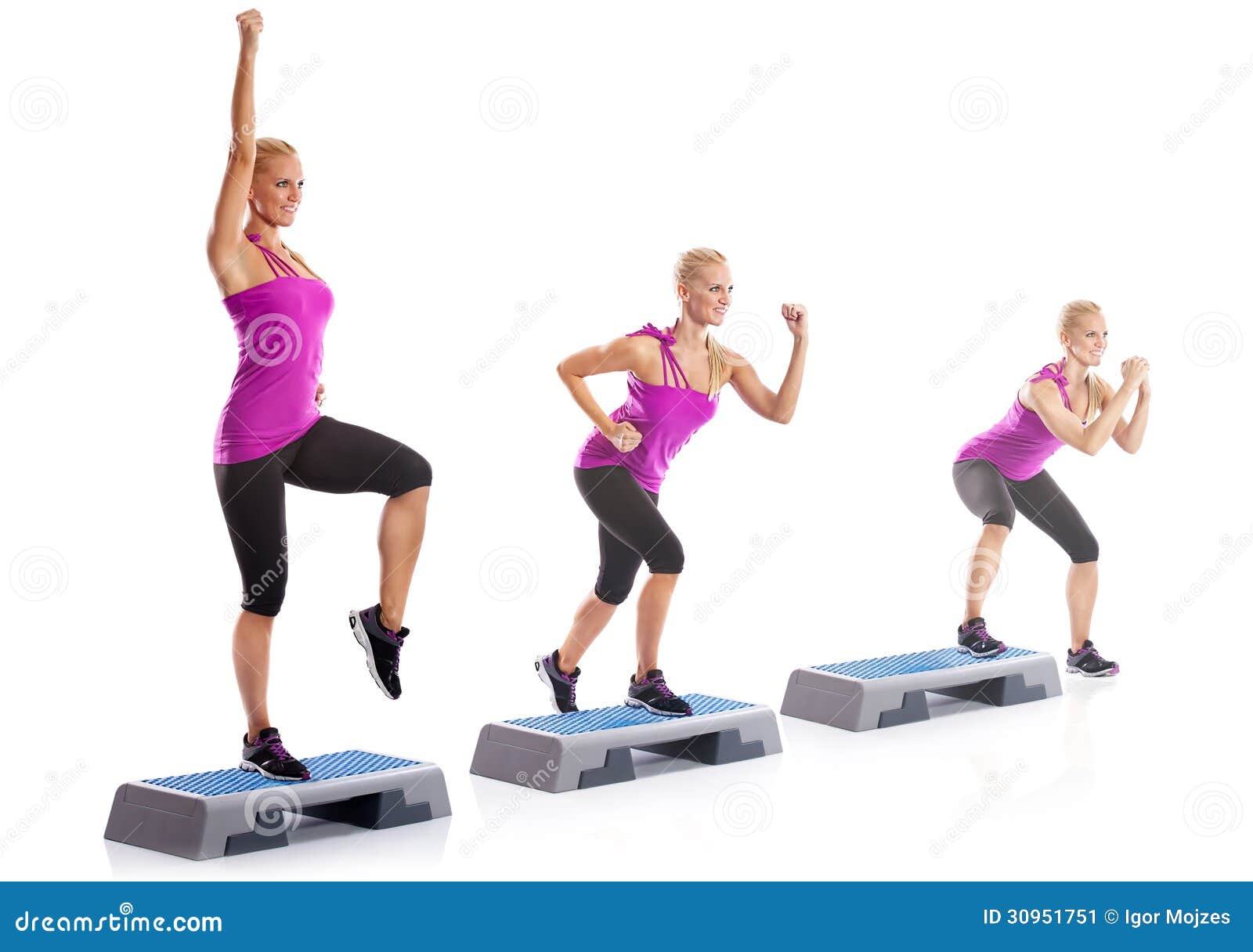 Woman Step Aerobics Exercise Stock Image Image Of Healthy Pilates 30951751