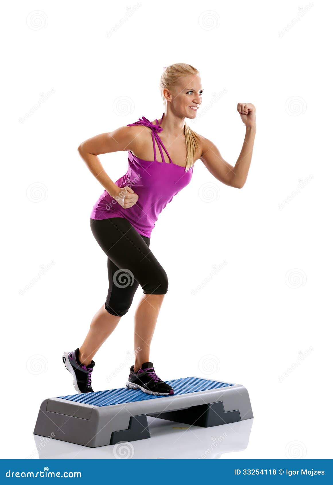 Woman Step Aerobics Exercise Stock Photo - Image of health, happy: 33254118