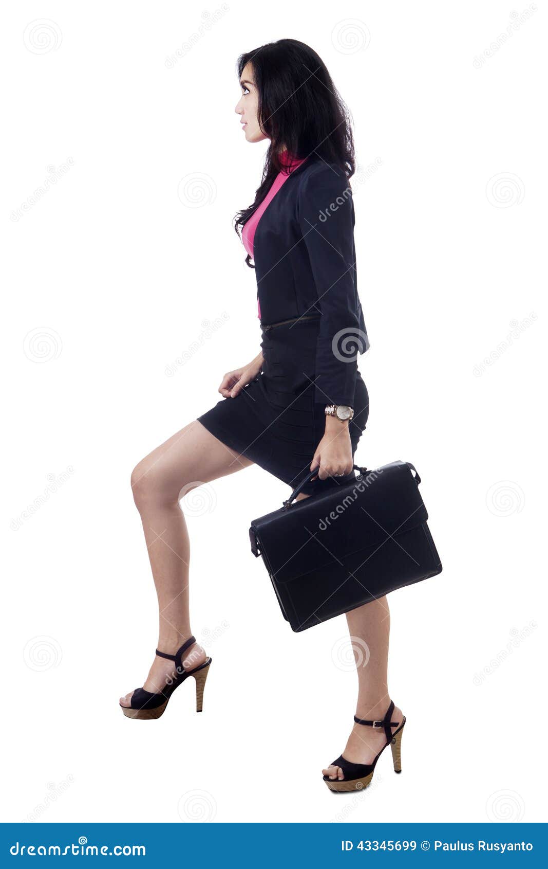 Woman Stepping on Imaginary Step Stock Image - Image of movement ...