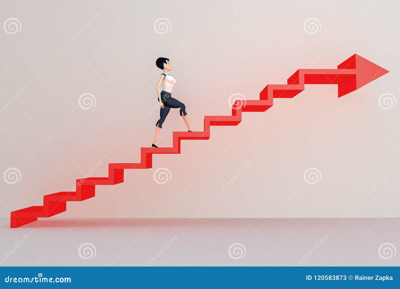 A Woman Steps Up the Career Ladder Stock Illustration - Illustration of ...