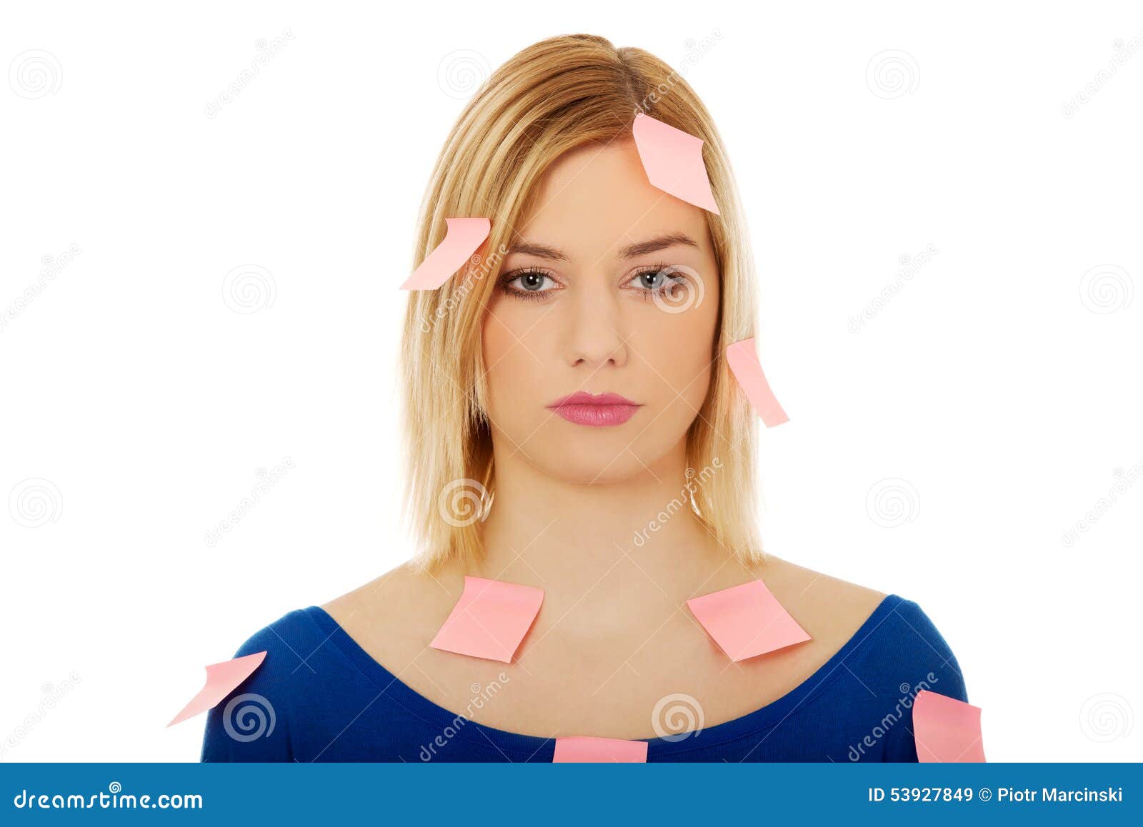 Woman with sticky notes. stock image. Image of adult - 53927849
