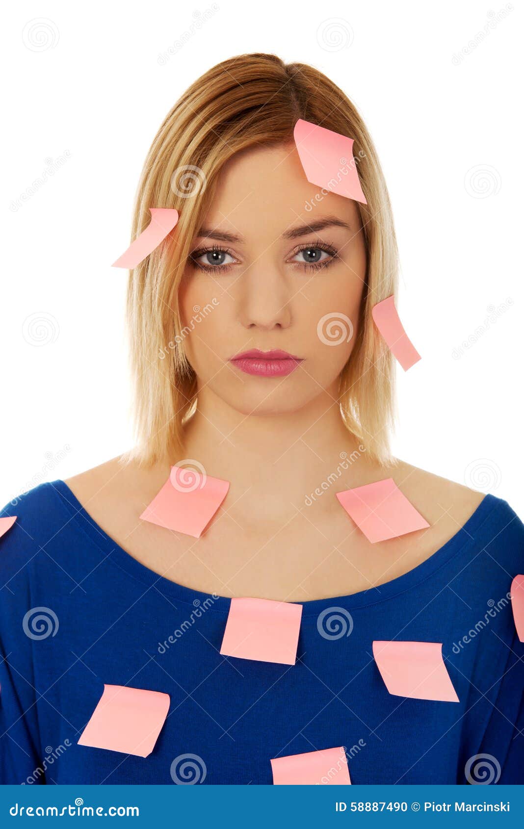 Woman with sticky notes. stock photo. Image of mental - 58887490