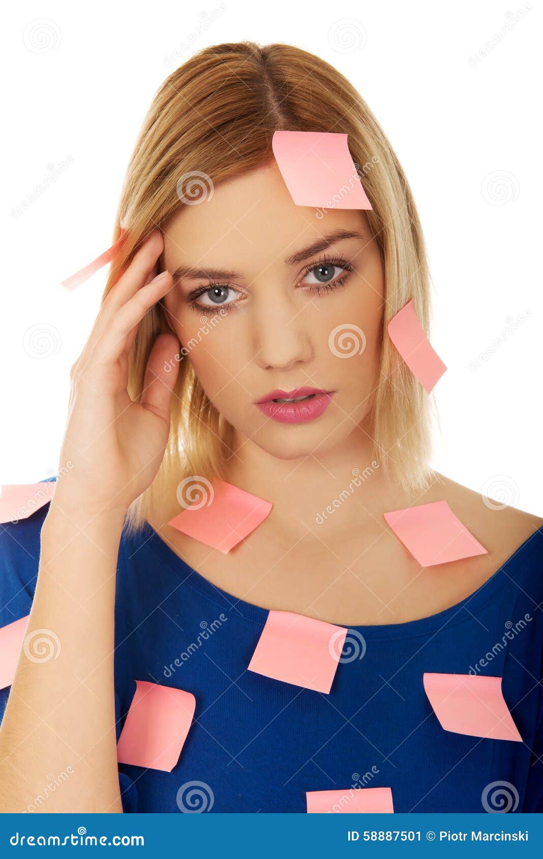 Woman with sticky notes. stock image. Image of beautiful - 58887501