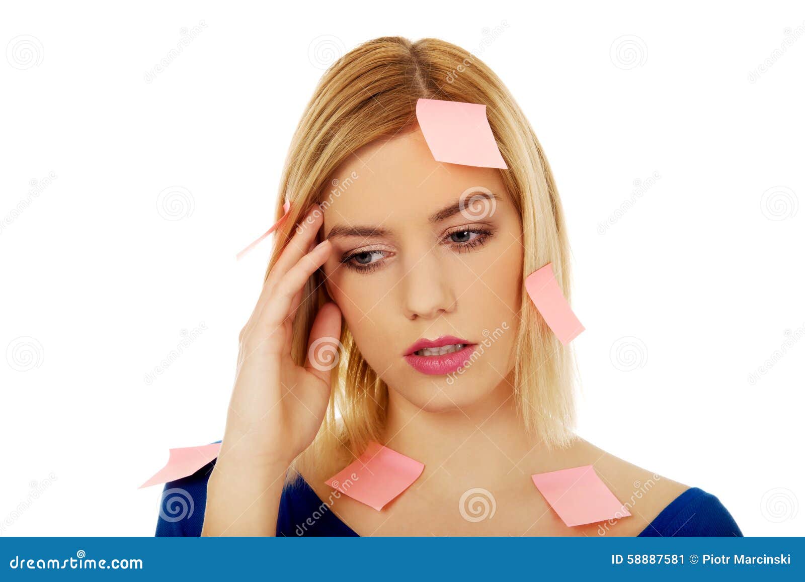 Woman with sticky notes. stock image. Image of memo, forgot - 58887581