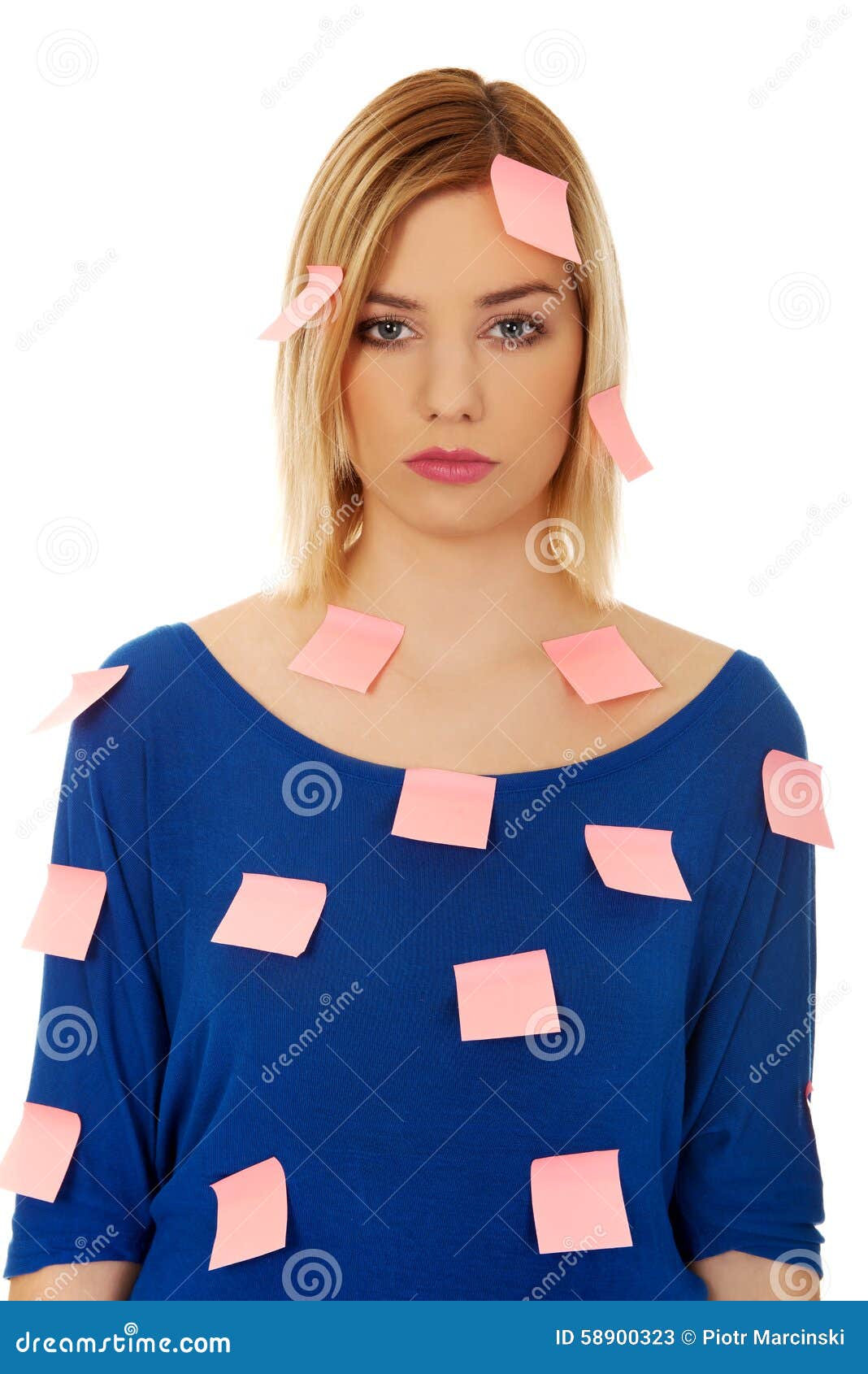 Woman with sticky notes. stock image. Image of female - 58900323