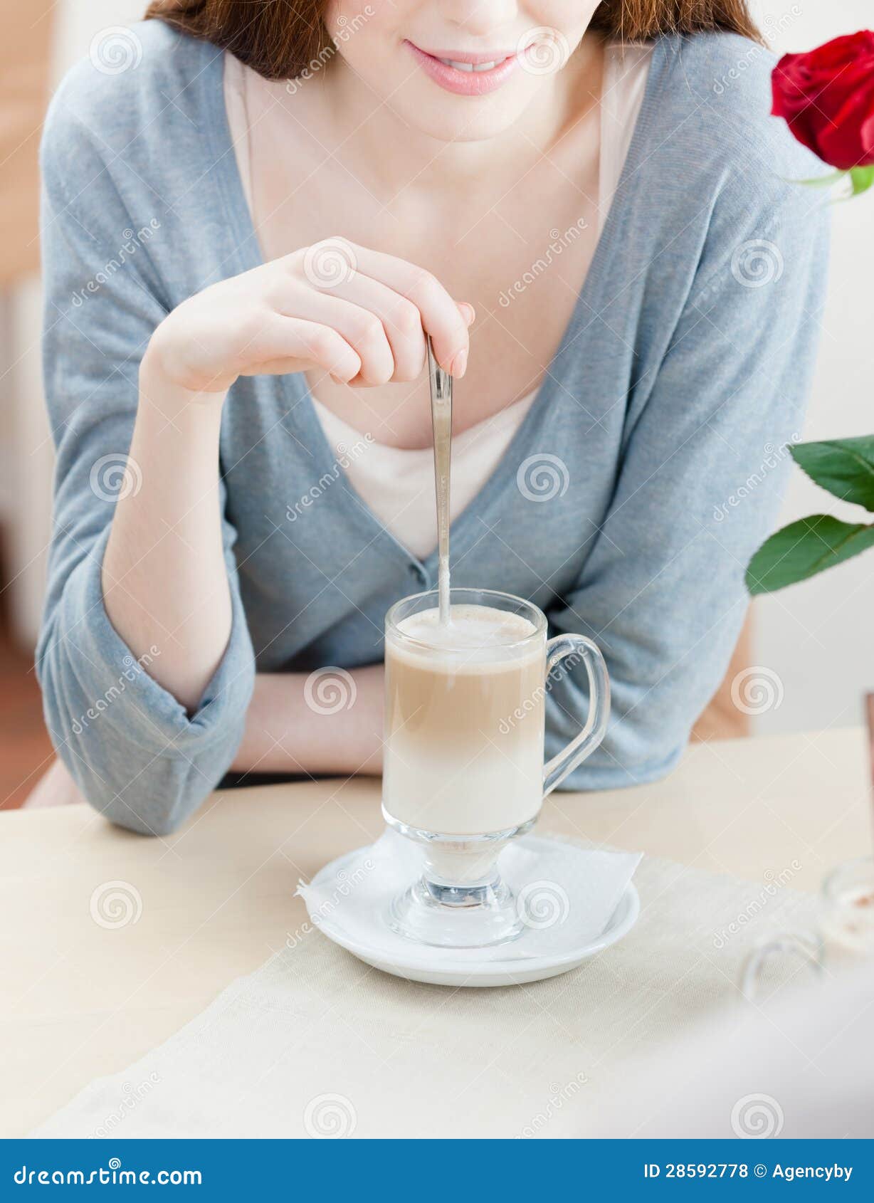 Woman is Stirring the Shake Stock Photo - Image of restaurant, closeup ...