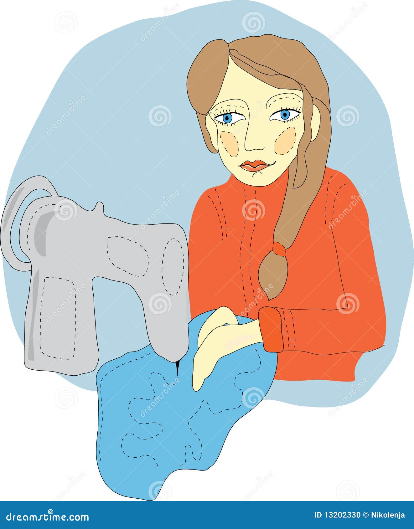 Woman stitching stock vector. Illustration of tailor - 13202330