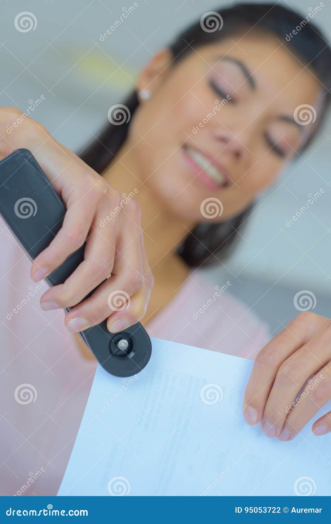 Woman Stitching Documents Together at Home Stock Photo - Image of clerk ...