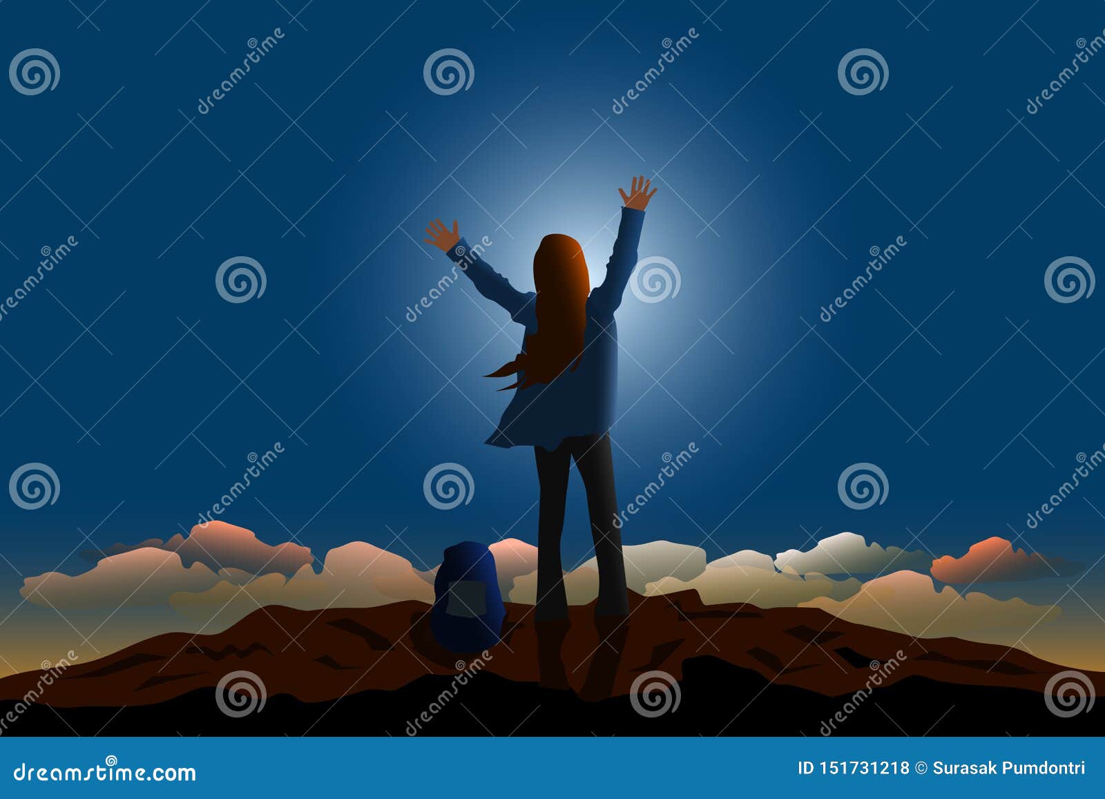The Man Stood Up And Showed His Hands On The Top Of The Mountain ... The Man Stood Up And Showed His Hands On The Top Of The Mountain ...