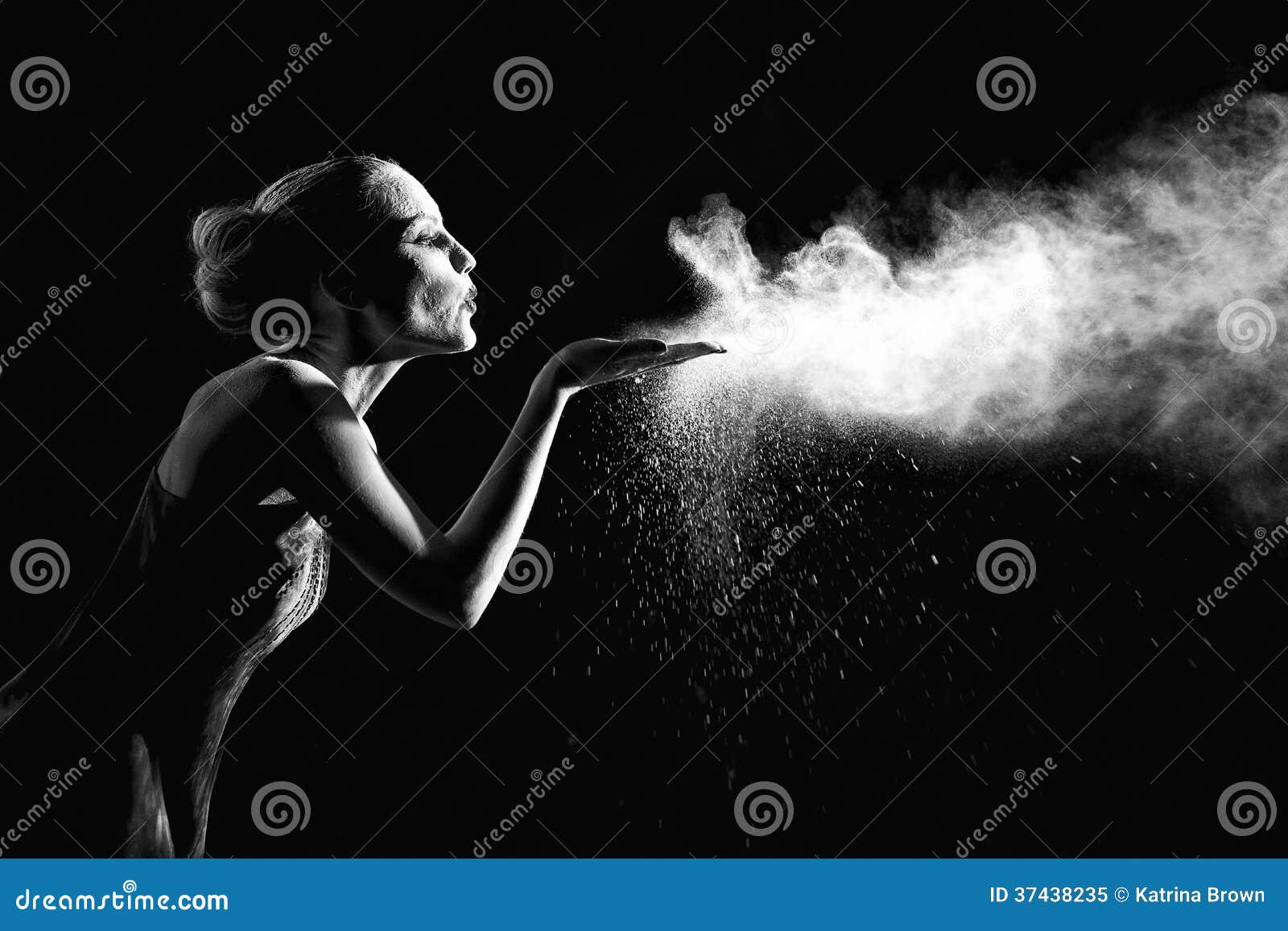 Woman with Stop Motion of Explosive Powder Captured by Flash Stock ...