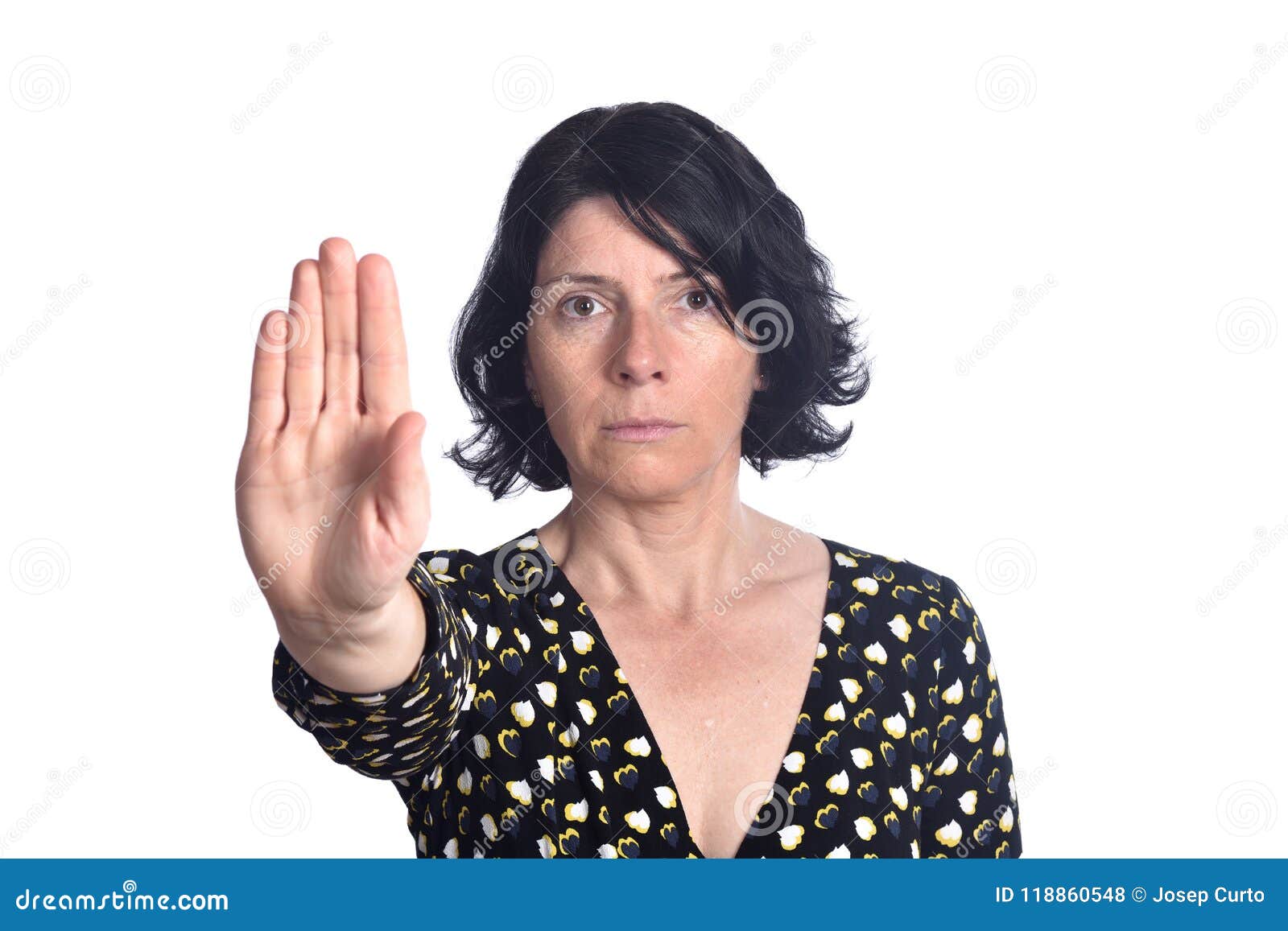 Woman with Stop Sign on White Stock Photo - Image of happy, isolated ...