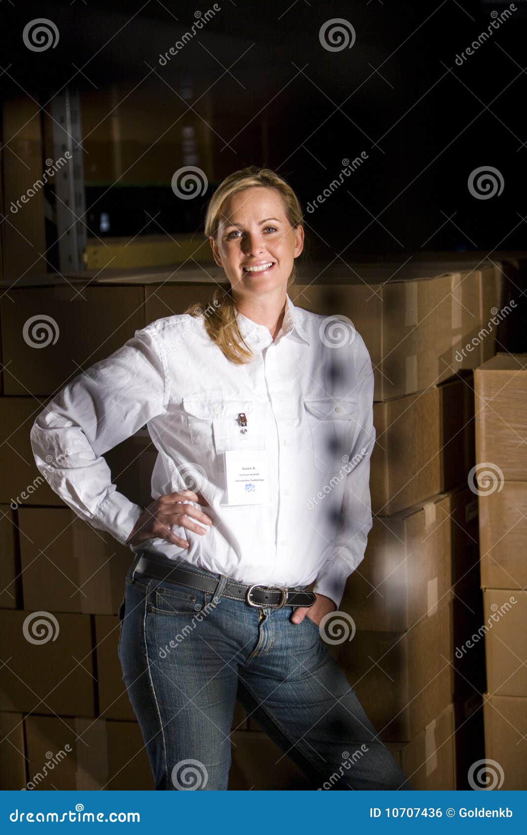 Woman in storage room stock photo. Image of workplace - 10707436