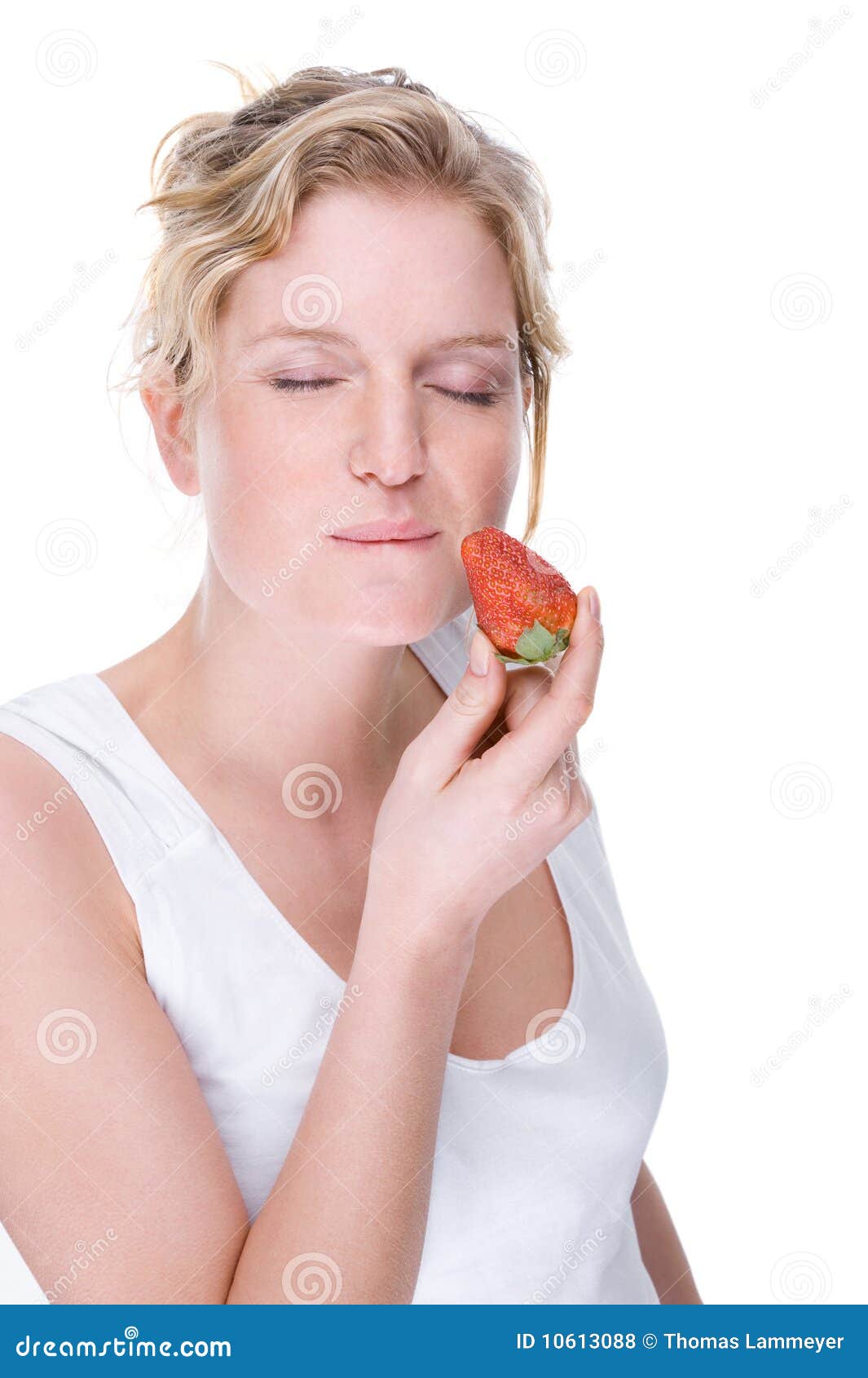 Woman with strawberry stock photo. Image of open, diet - 10613088