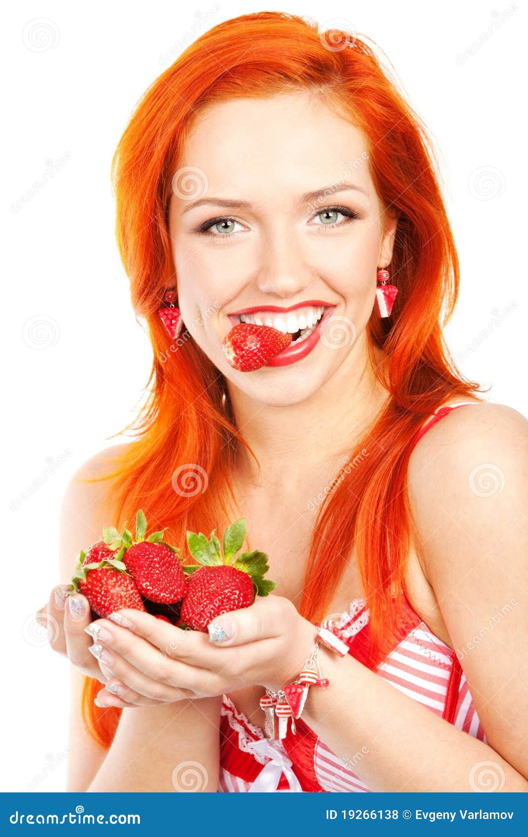 Woman with strawberry stock photo. Image of food, nice - 19266138