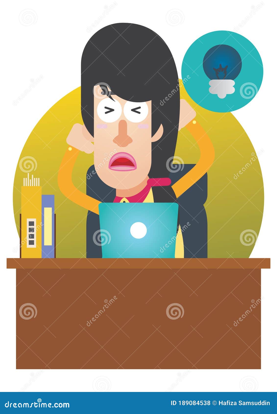 Woman Stressed Out at Work. Vector Illustration Decorative Design Stock ...