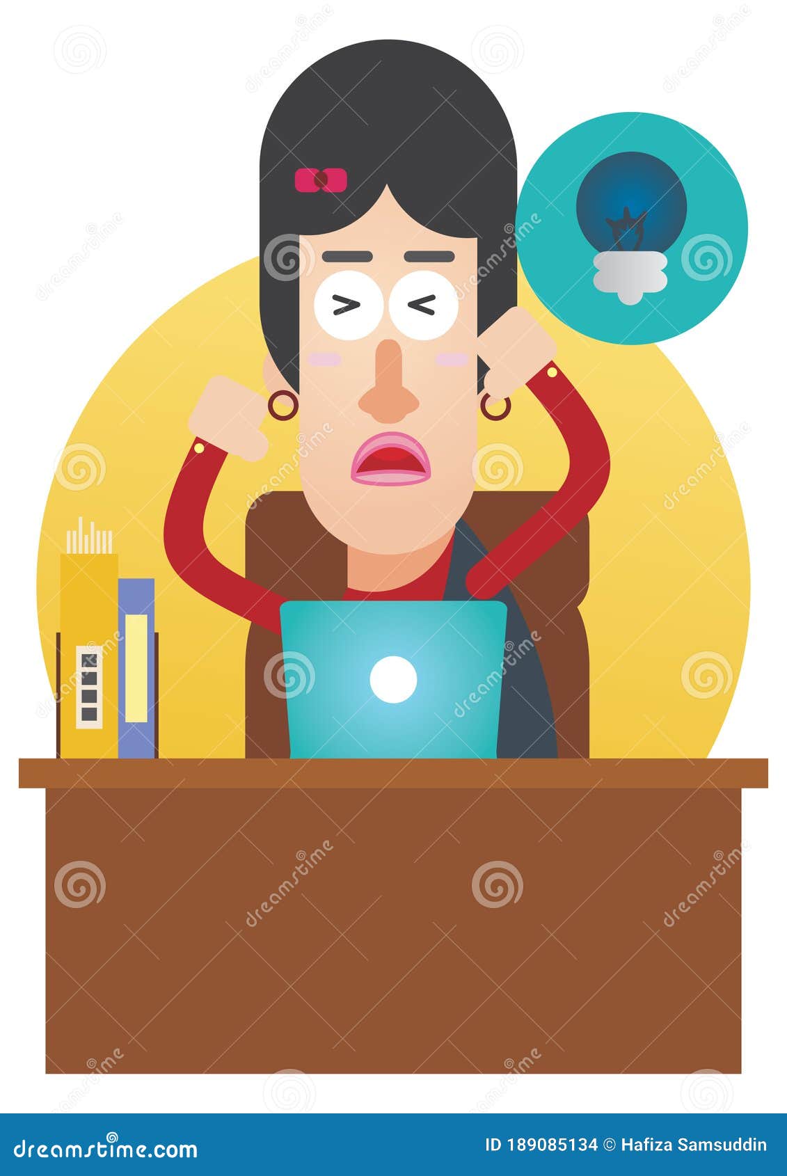 Woman Stressed Out at Work. Vector Illustration Decorative Design Stock ...