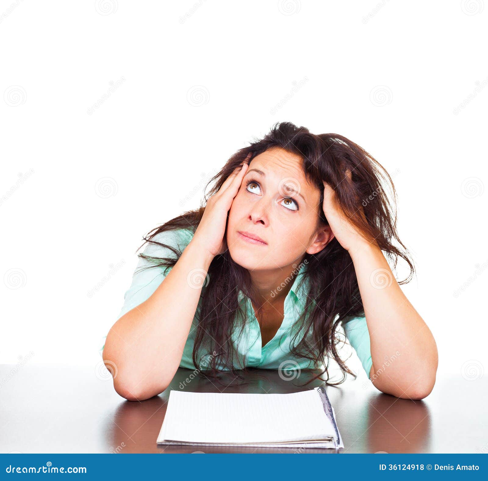 Woman is Stressed at Work and Think about the Situation Stock Photo ...