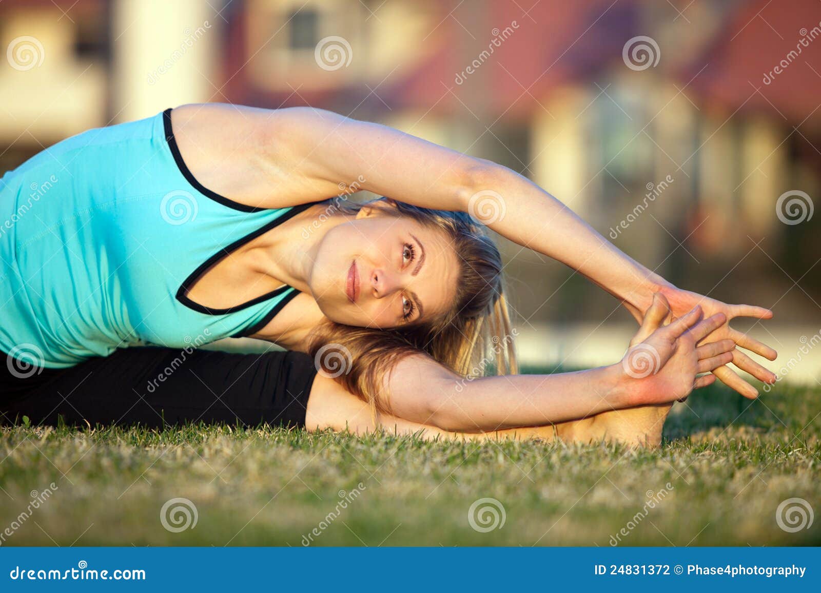 Woman stretching stock photo. Image of active, forest - 24831372