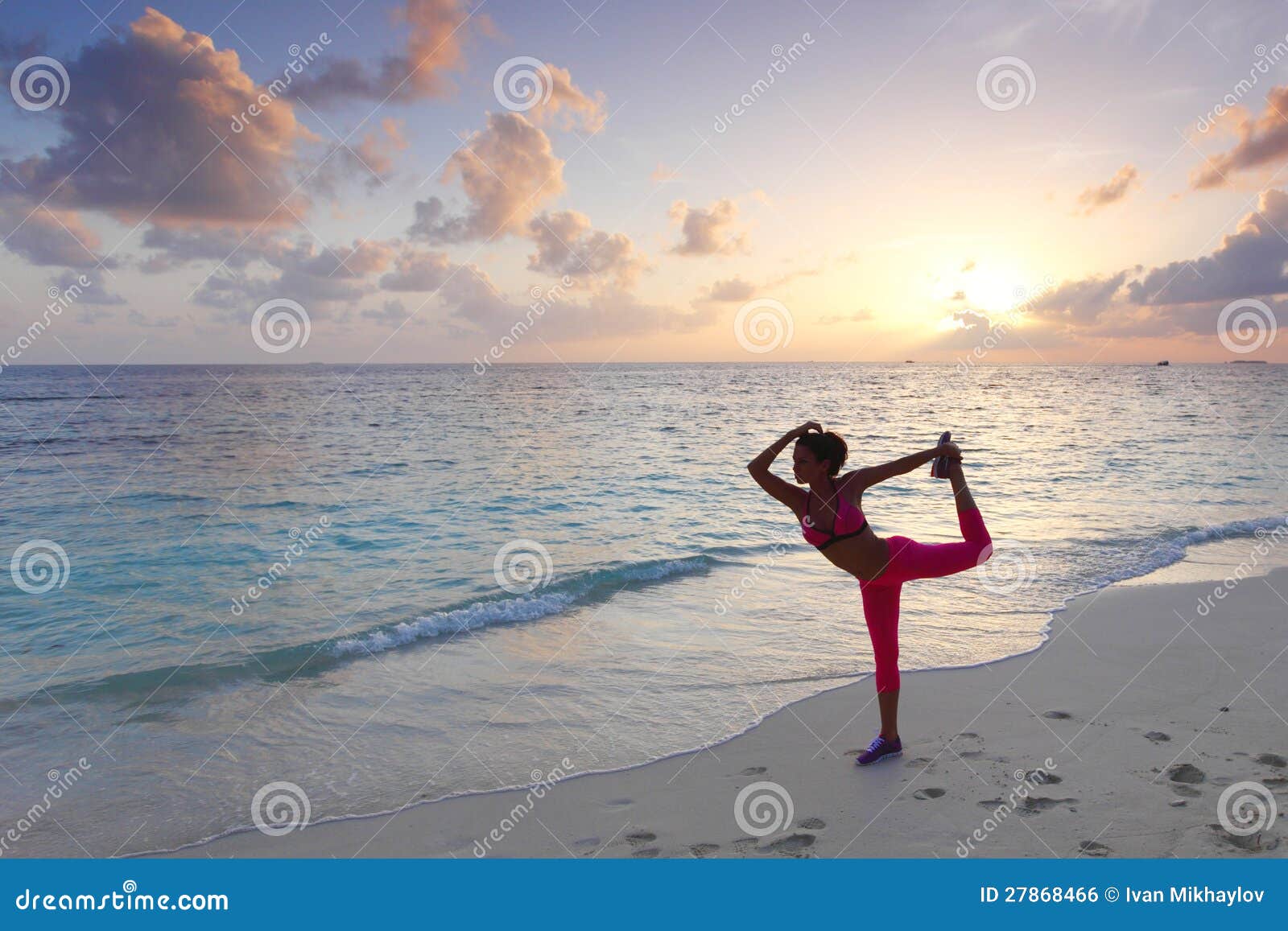 Woman stretching on beach stock photo. Image of beautiful - 27868466