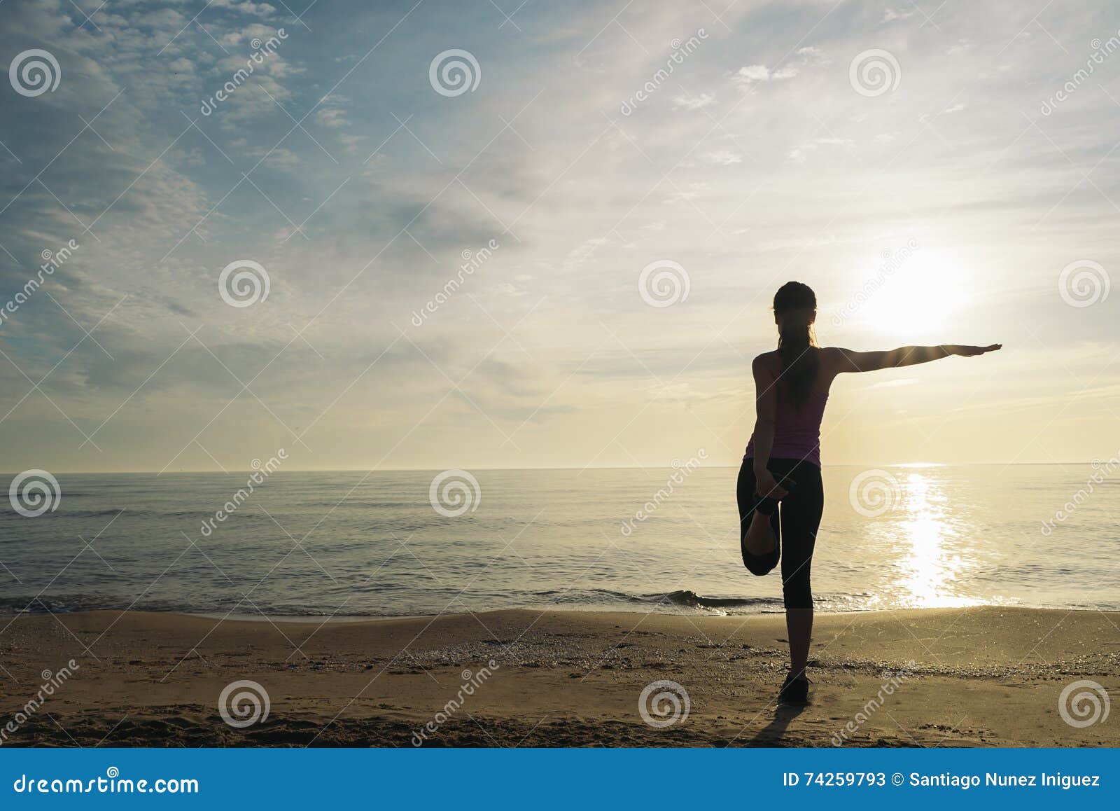 Woman Stretching on the Beach. Stock Image - Image of jogging, morning ...