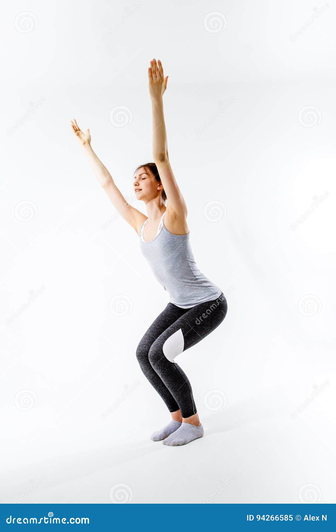 Woman Stretching on Clean Background Stock Image - Image of isolated ...
