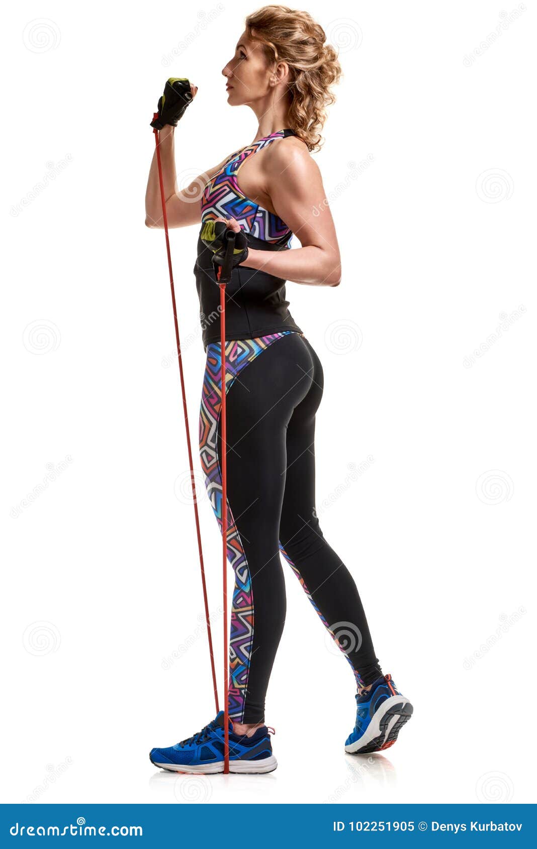 Woman Stretching with Expander Stock Image - Image of bodybuilding ...