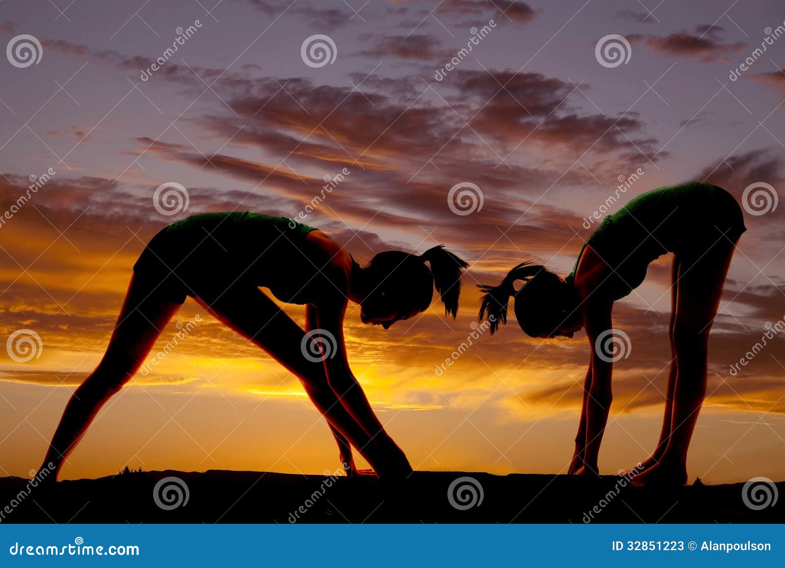 Woman Stretching Silhouette Stock Image - Image of relax, ocean: 32851223