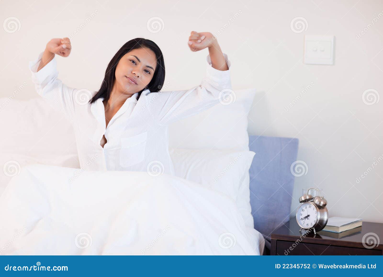 Woman Stretching To Wake Up Stock Photo - Image of morning, beauty ...