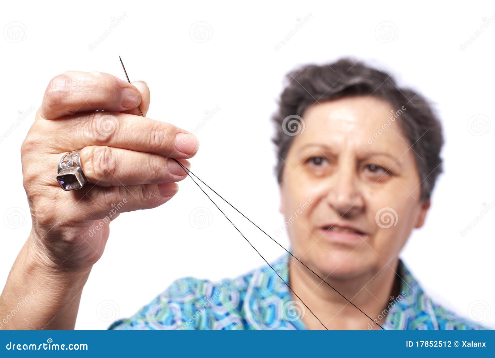 Woman with String and Needle Stock Photo - Image of needlework, hands ...