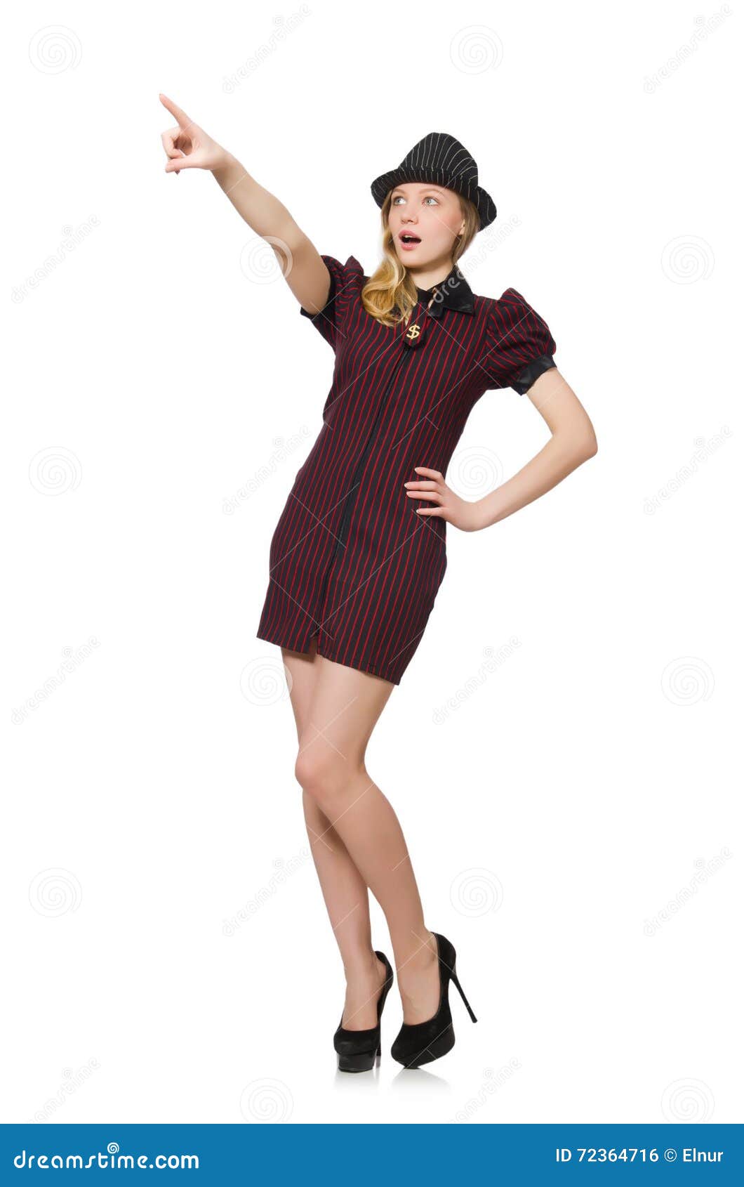 The Woman in Striped Costume on White Stock Photo - Image of glamour ...
